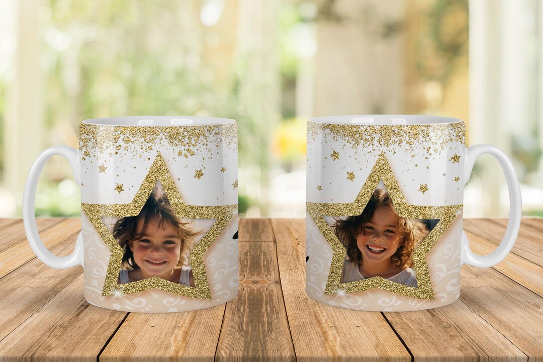 Personalised Glitter Star Photo Mug - Etsy
