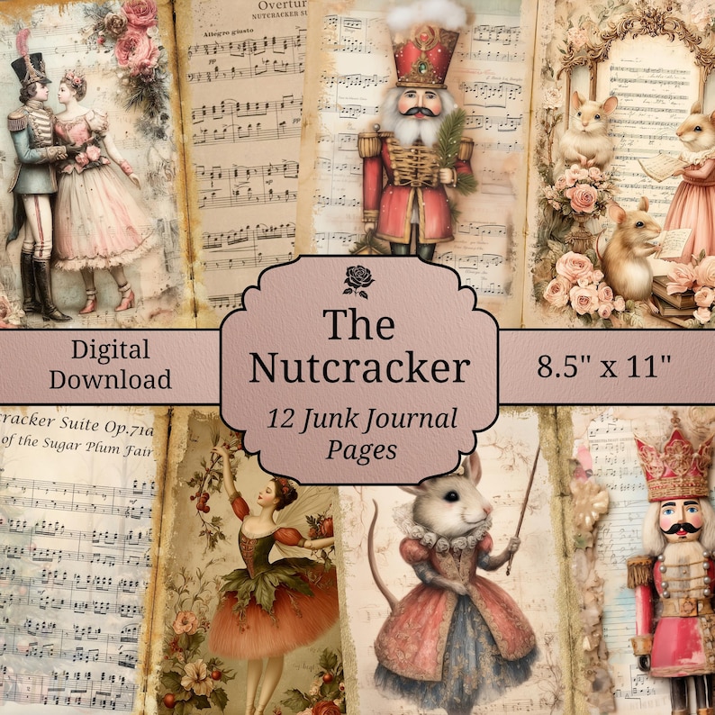 The Nutcracker 12 Vintage Junk Journal Pages, Digital Download for ...