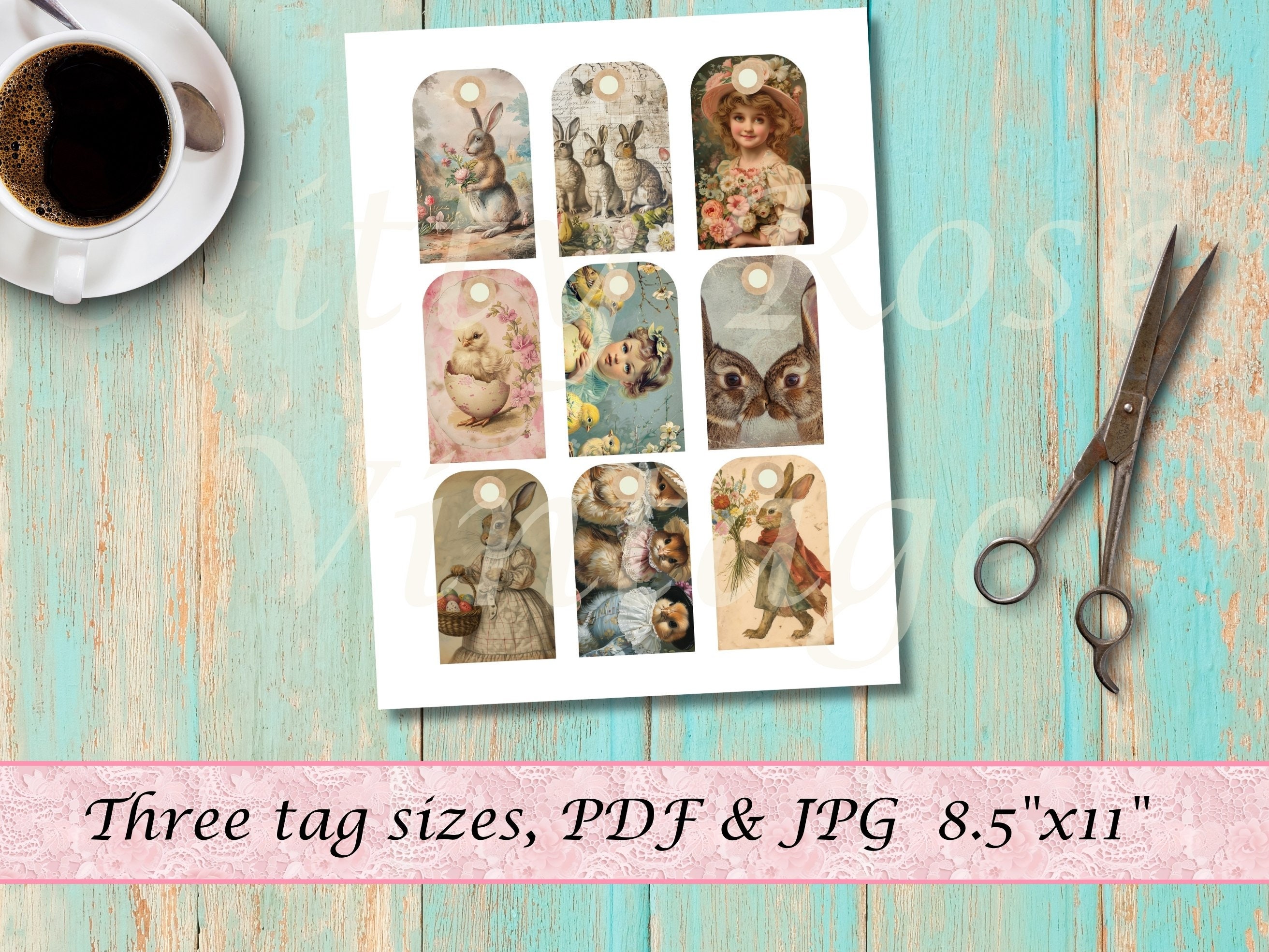 Vintage Easter Tags Printables, Digital Download for Junk Journals ...