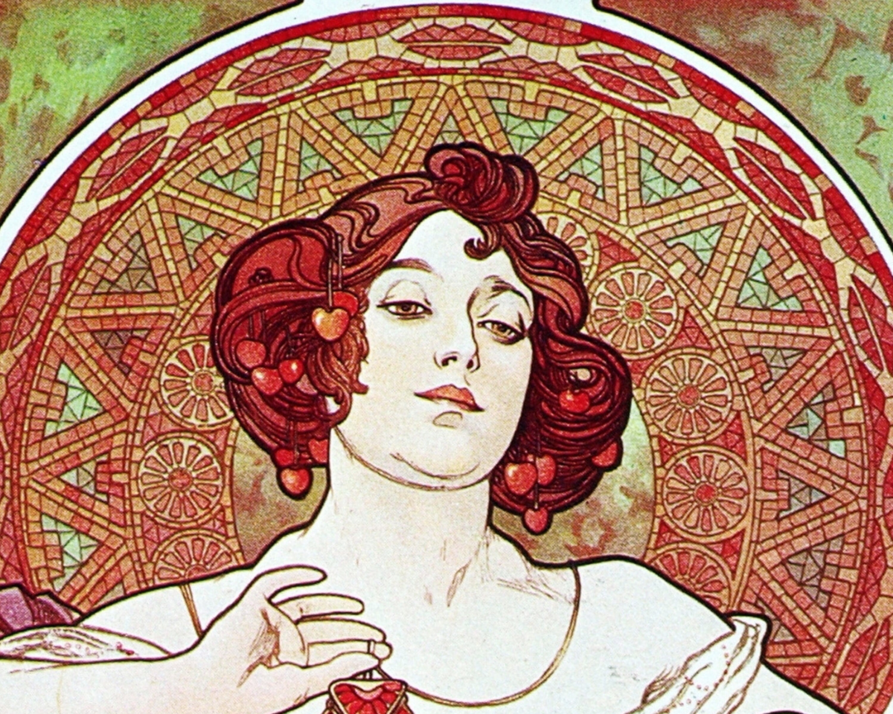 Alphonse Mucha Ruby From the Precious Stones Series 1900. Vintage Wall ...