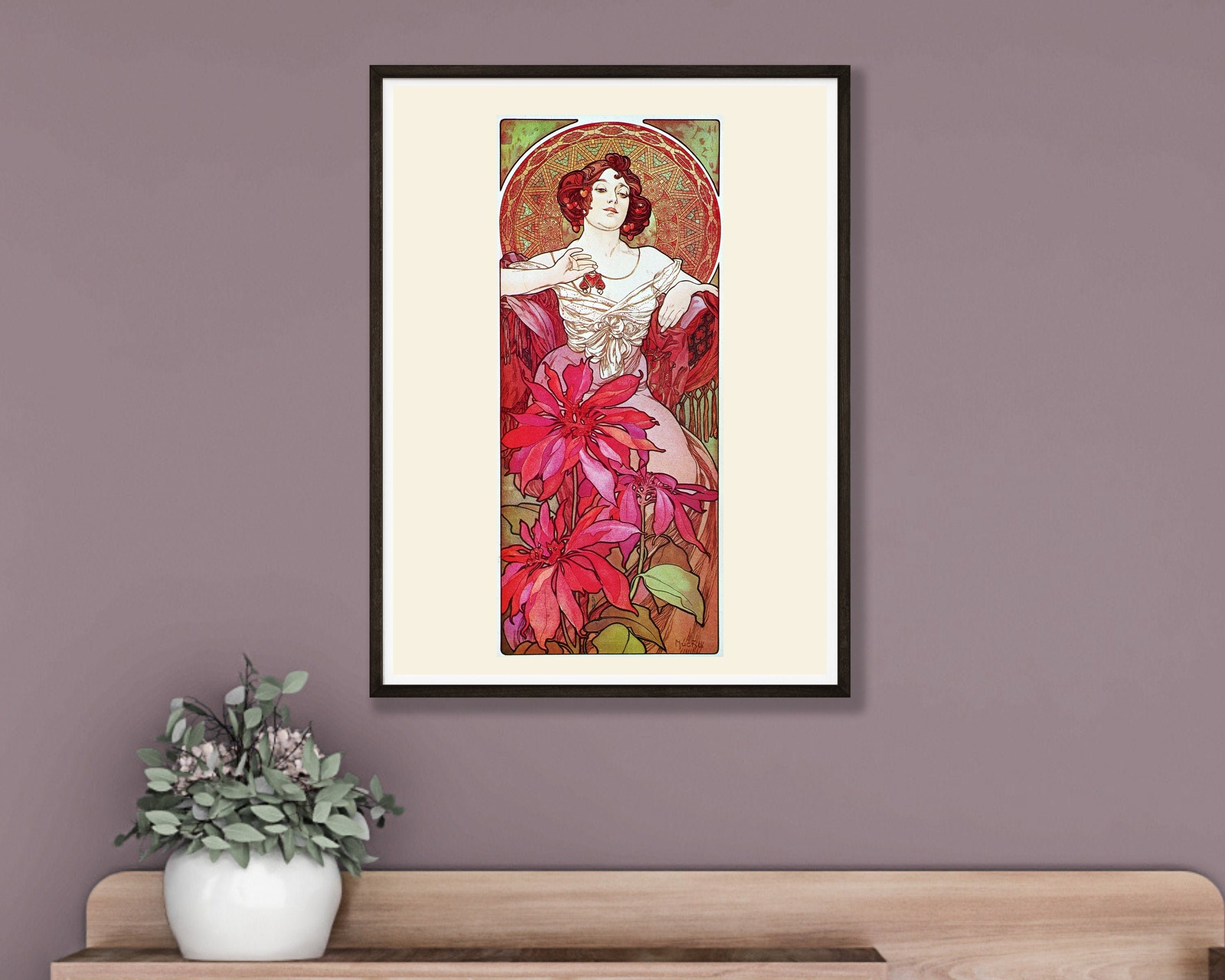 Alphonse Mucha Ruby From the Precious Stones Series 1900. Vintage Wall ...