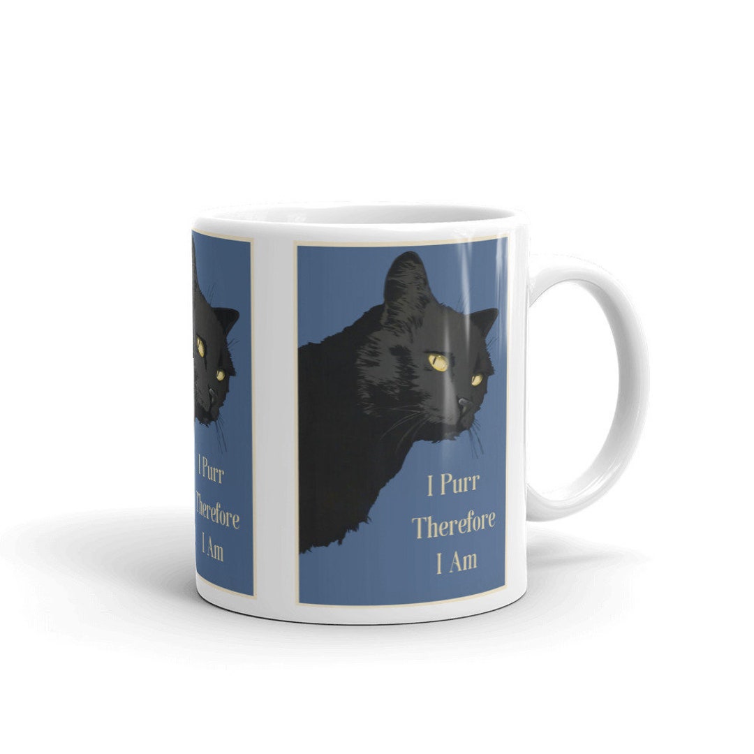 Black Cat I Purr Therefore I Am Mug, Ideal Tea/coffee Gift Mug - Etsy