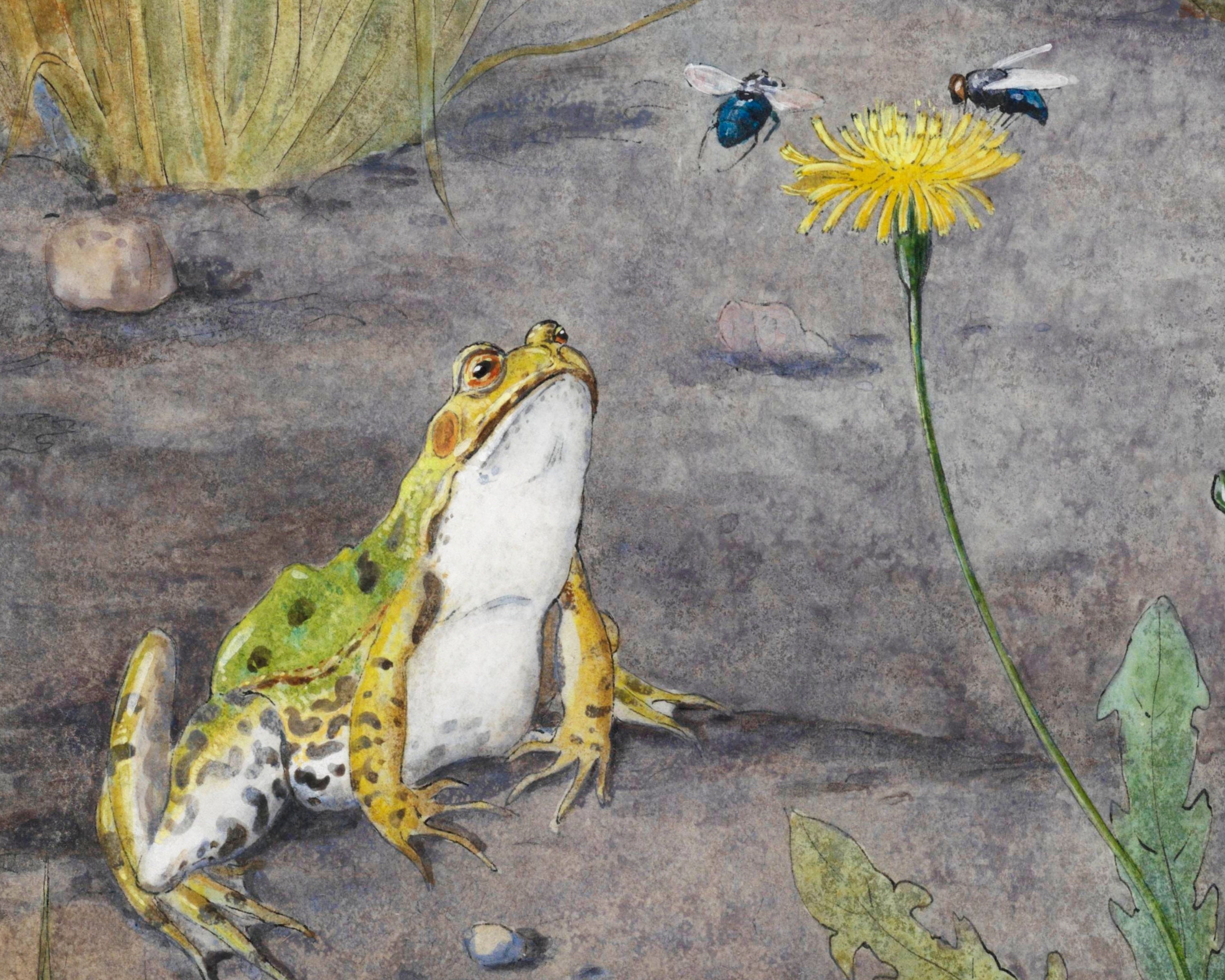 Frog by a Dandelion With Flies 18771938 by Jan Van Oort. - Etsy