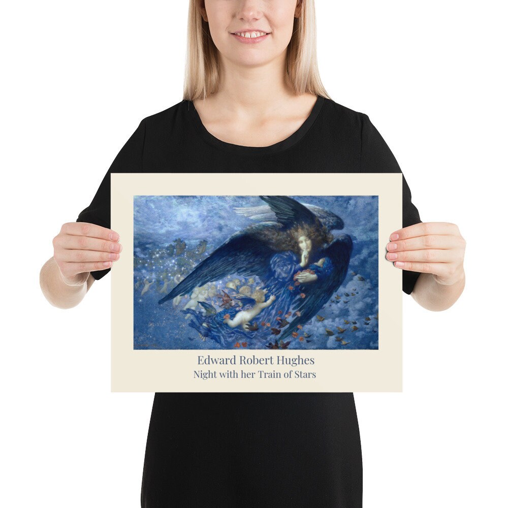 Edward Robert Hughes, Night With Her Train of Stars, Wall Decor Art ...