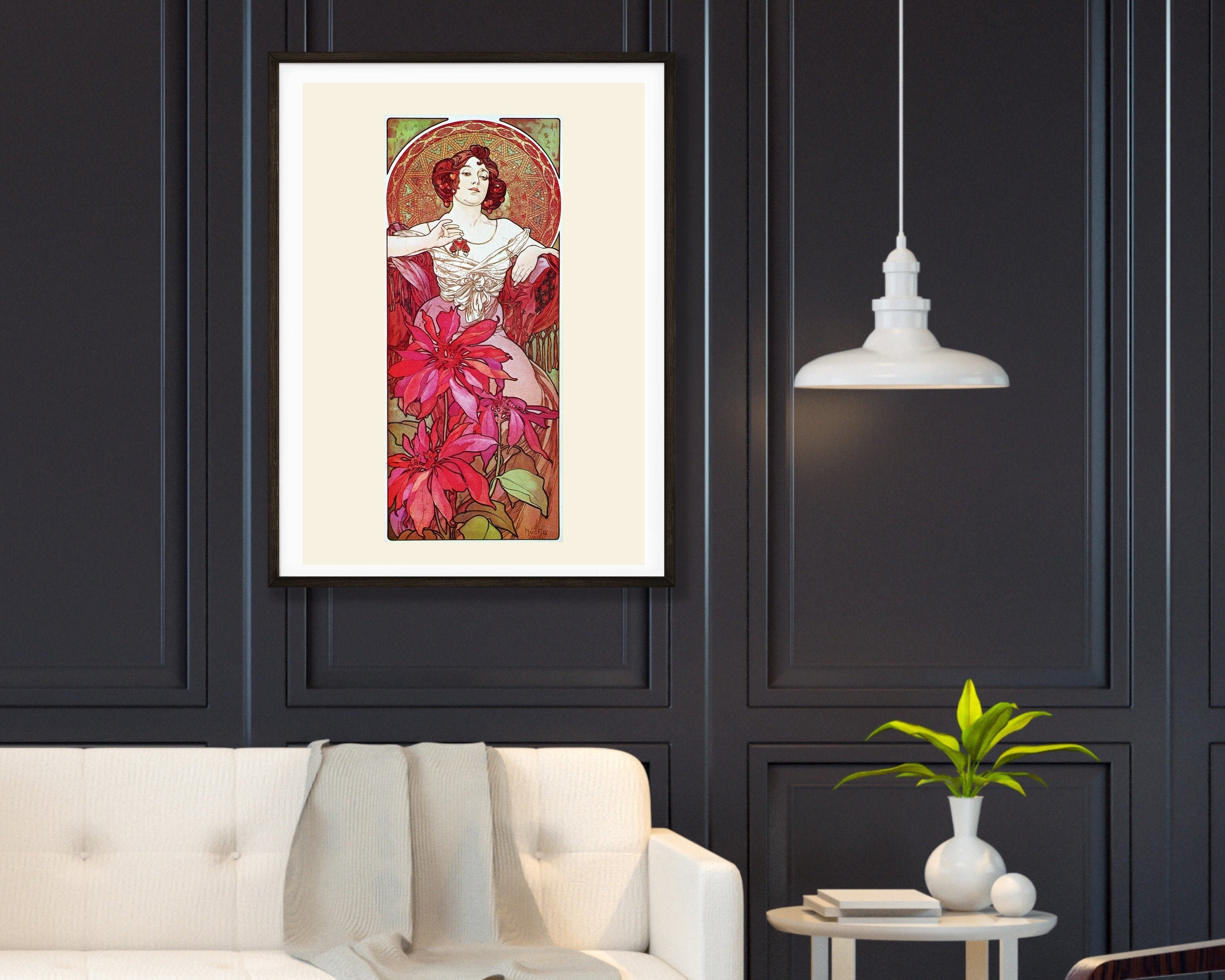 Alphonse Mucha Ruby From the Precious Stones Series 1900. Vintage Wall ...