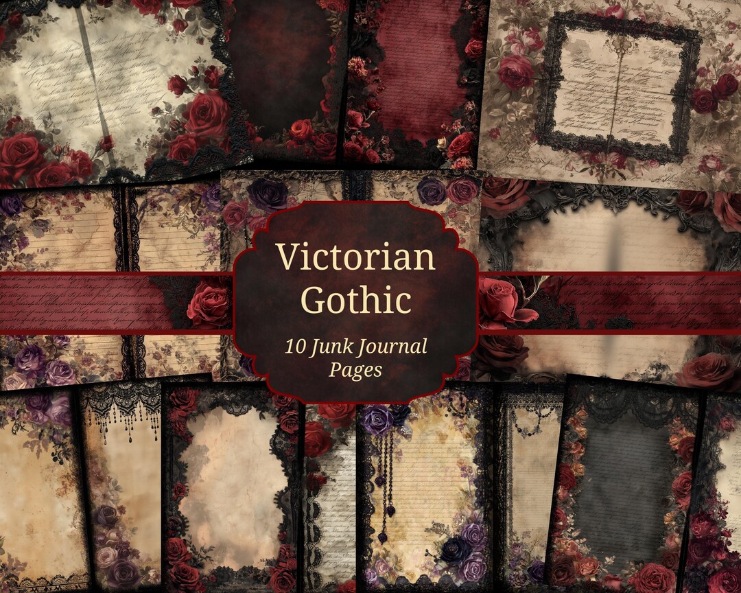 Victorian Gothic 10 Junk Journal Pages, Digital Download for Gothic ...
