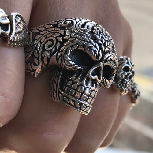 Silver Skull Ringlarge Size Solid Silver Skull Ring - Etsy