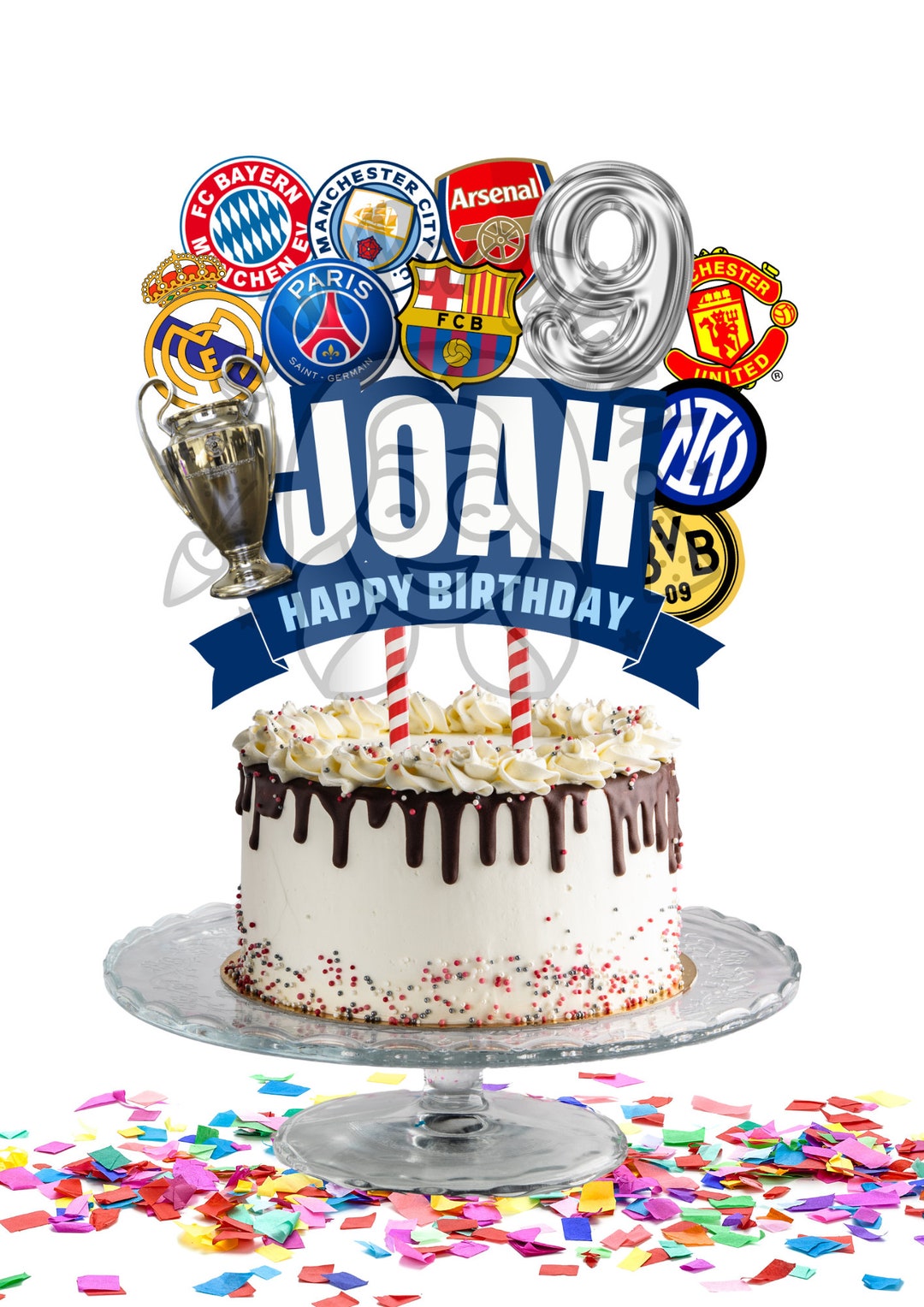 Digital Champions League Cake Topper Football Theme Soccer Cake Topper ...