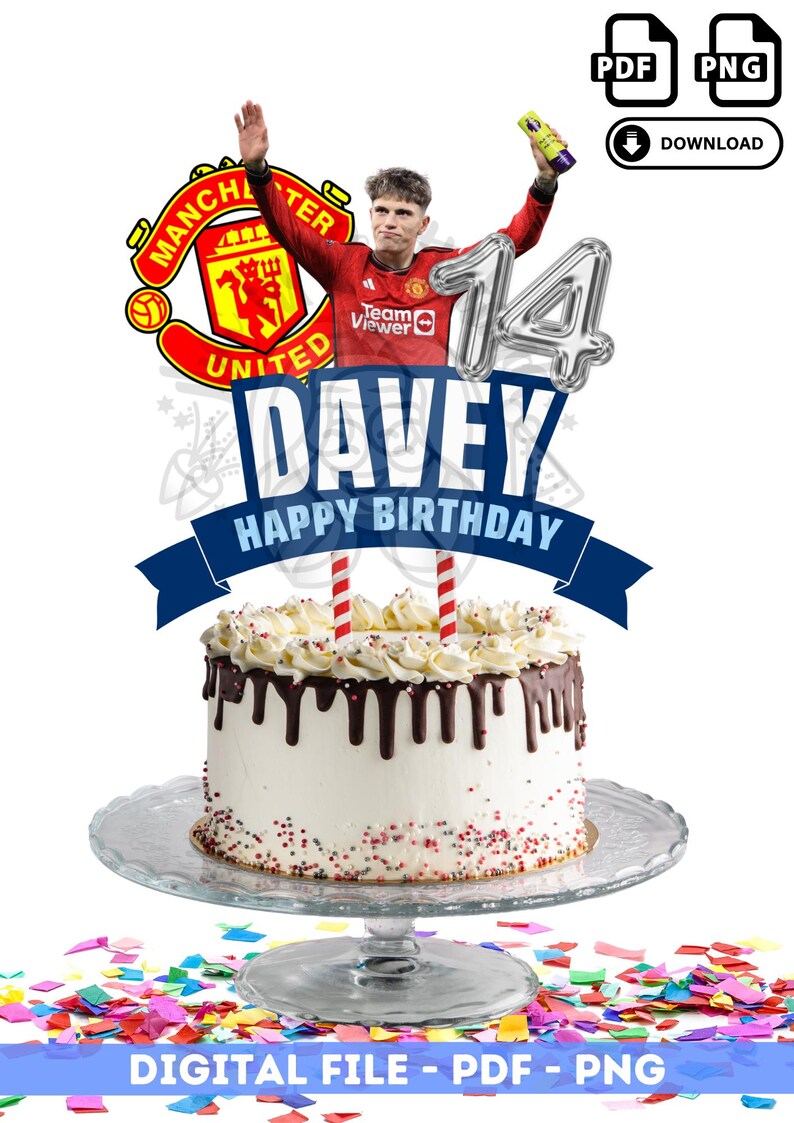 Manchester United Football Cake Topper Alejandro Garnacho Football ...