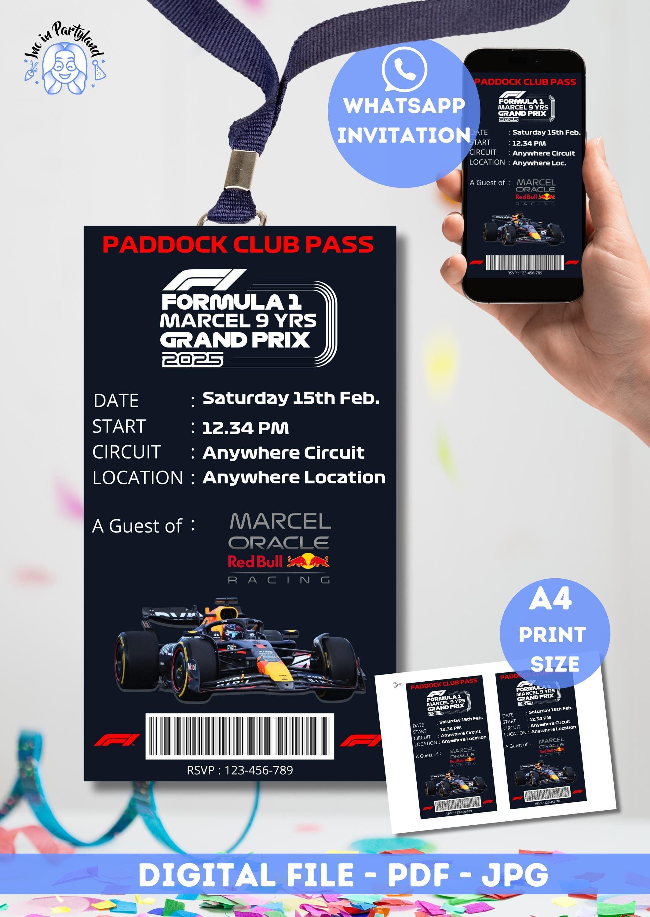 Digital Red Bull Formula 1 Invitation | Personalized Red Bull Racing ...