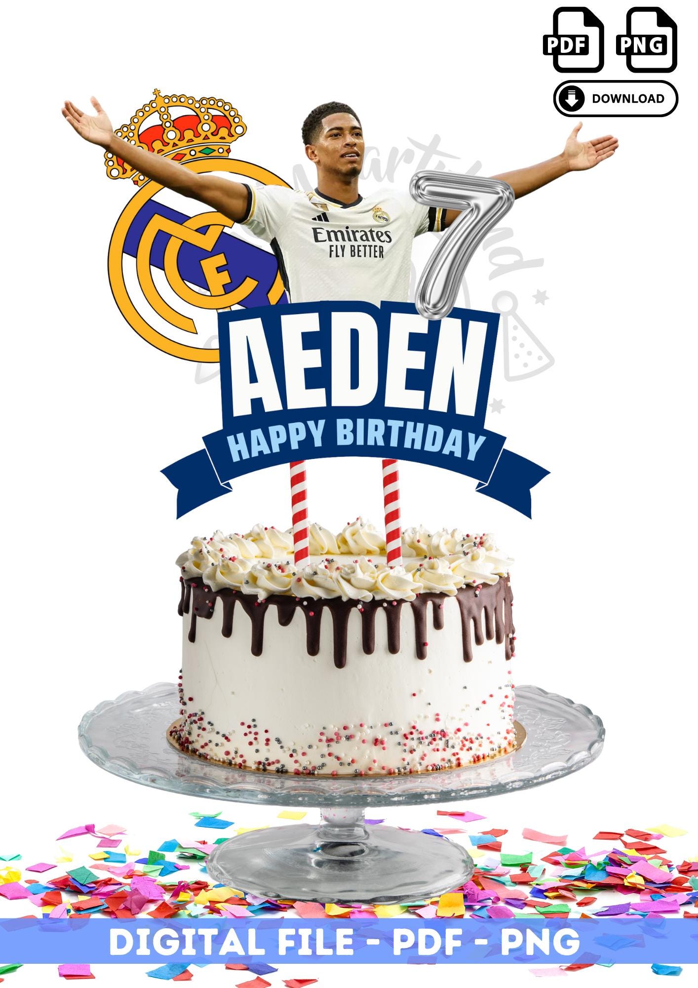 Digital Jude Bellingham Football Cake Topper | Soccer Cake Topper ...