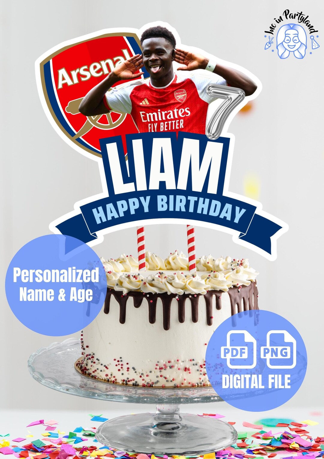 Digital Bukayo Saka Arsenal Cake Topper Football Theme Soccer Theme ...