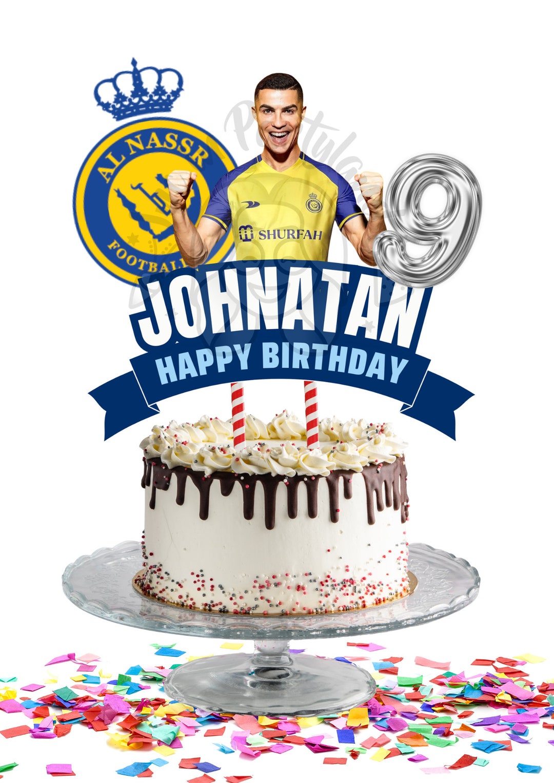 Digital Cristiano Ronaldo Cake Topper I CR7 Al Nassr Football Theme ...