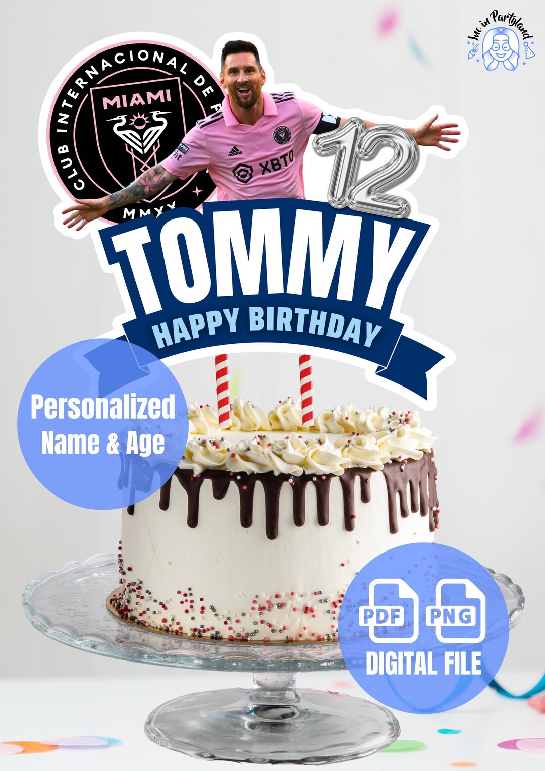 Digital Messi Inter Miami Cake Topper | Football Cake Topper | Soccer ...