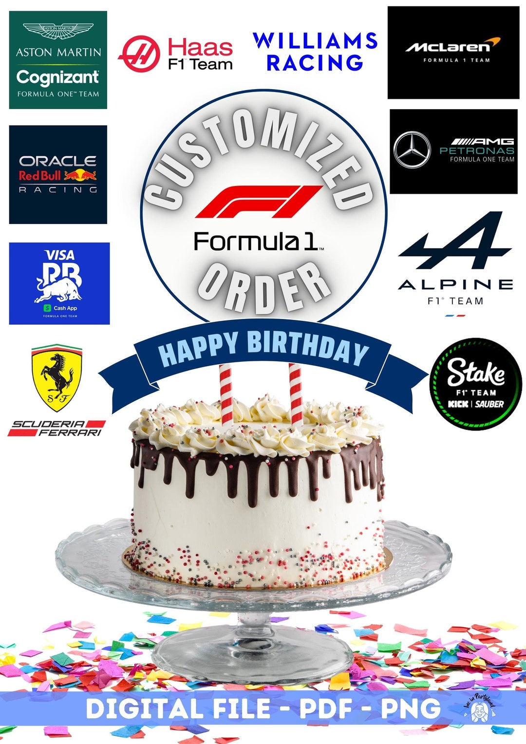 Custom Formula 1 Cake Topper Personalized Racing Decor Unique F1 Cake ...