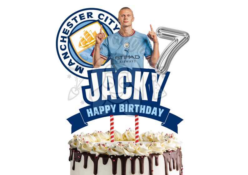 Haaland Manchester City Birthday Cake Topper I MC Topper I Football ...