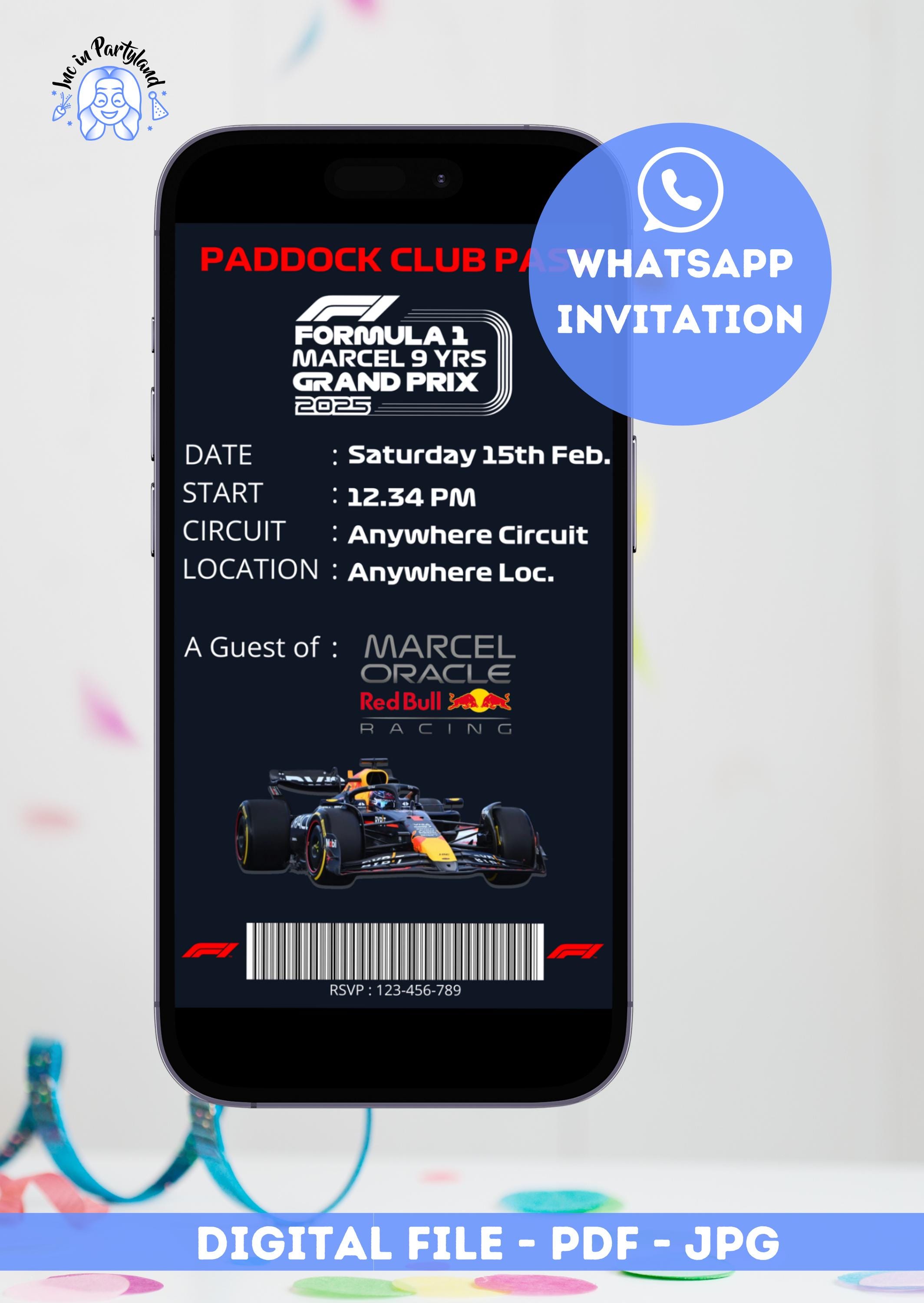 Digital Red Bull Formula 1 Invitation | Personalized Red Bull Racing ...