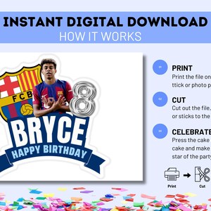 Football Cake Topper Lamine Yamal FC Barcelona Football Centerpiece ...