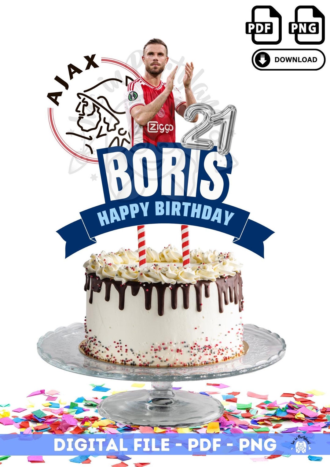 Digital Ajax Cake Topper | Soccer Theme | Football Centerpiece | Jordan Henderson | Premier ...