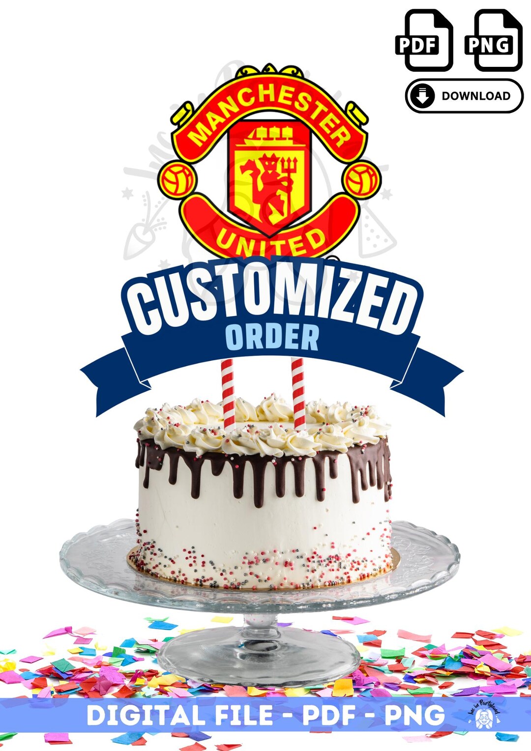 Manchester United Football Cake Topper Name Cake Topper Champions ...