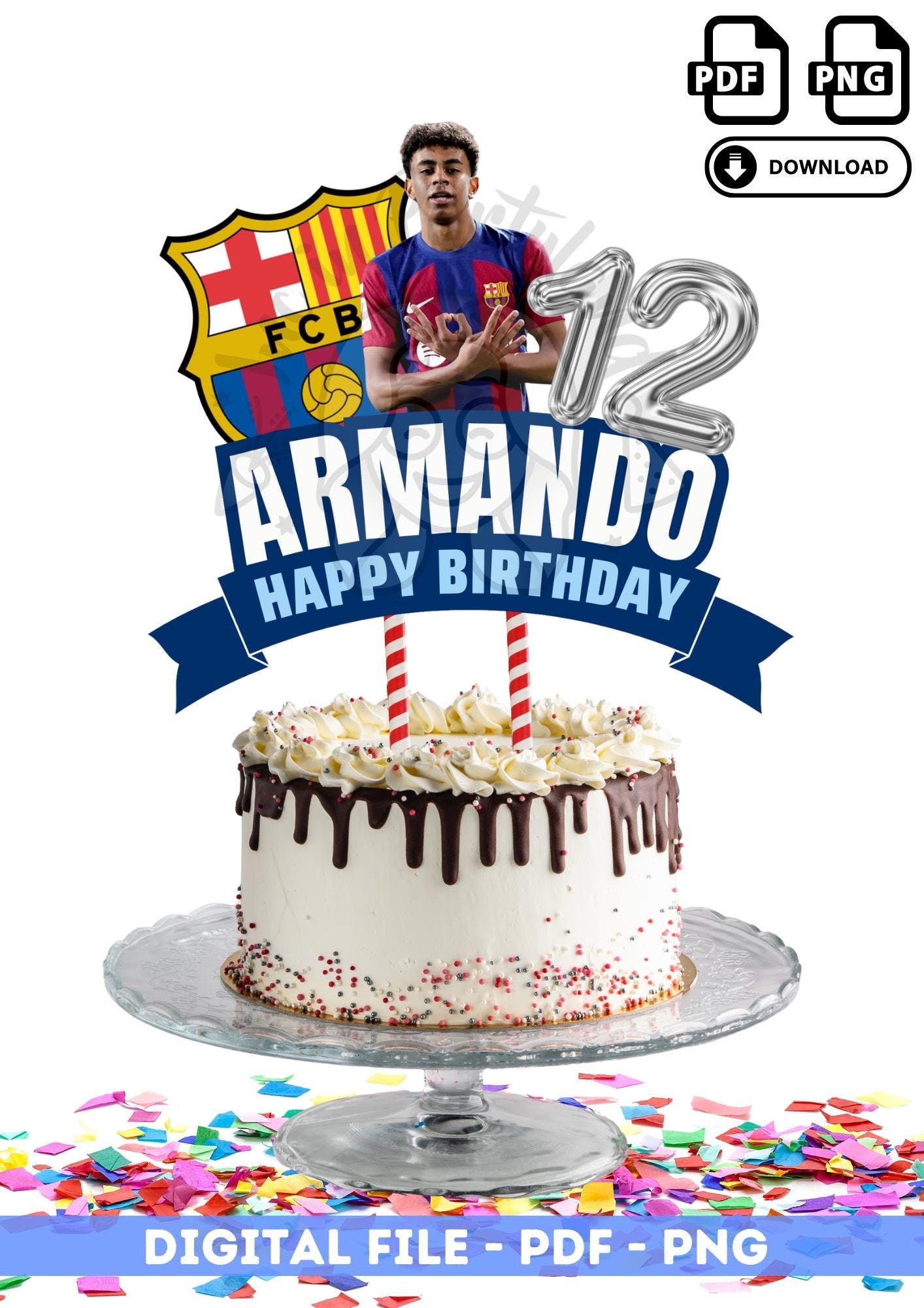 Football Cake Topper Lamine Yamal FC Barcelona Football Centerpiece ...