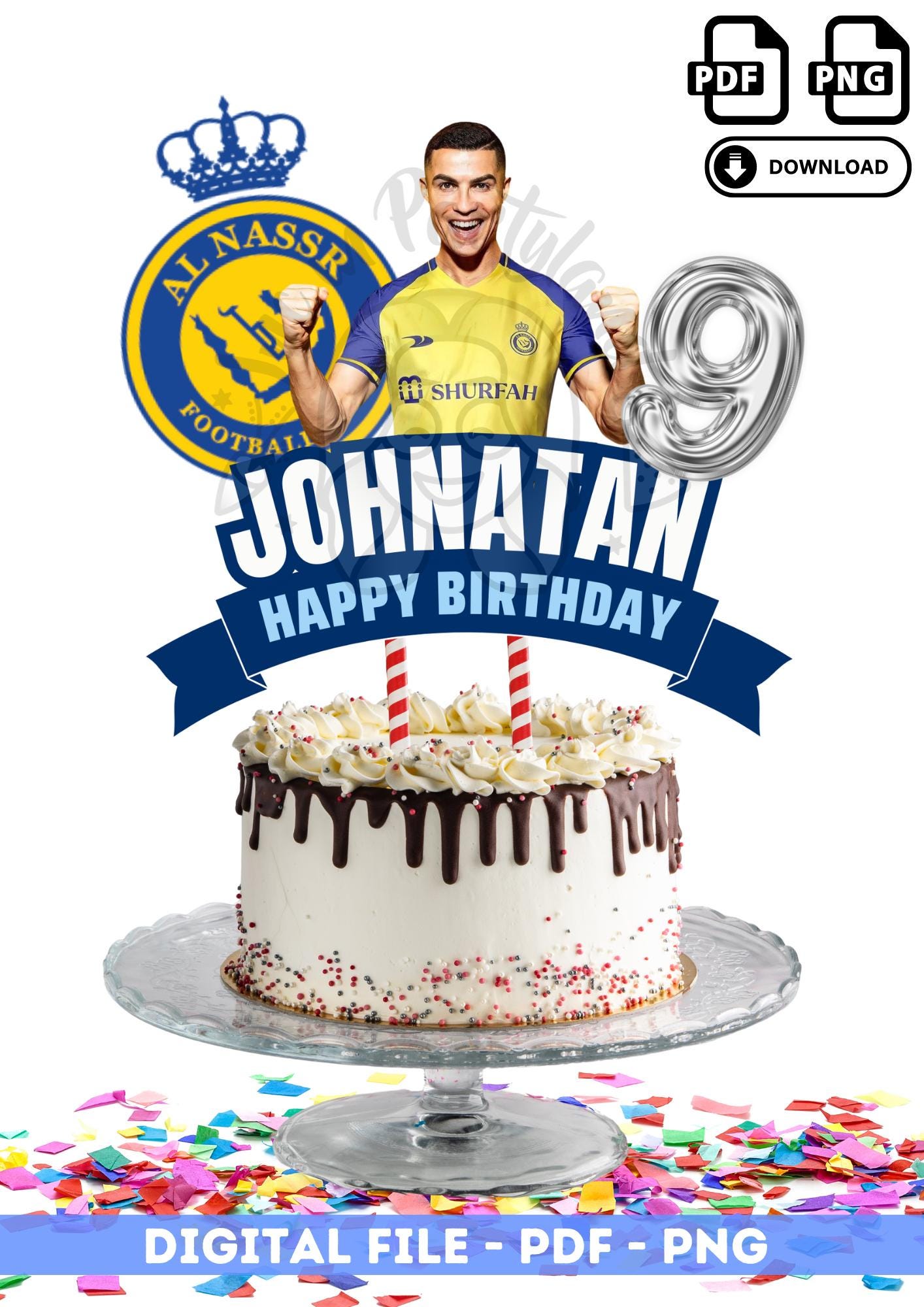 Digital Ronaldo Cake Topper I CR7 Cake Topper | Football Theme ...