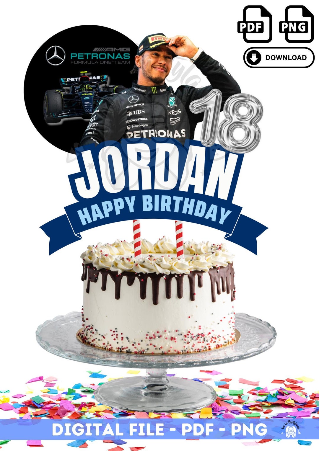 Digital Formula 1 Cake Topper | Racing Cake Topper | Mercedes Amg ...
