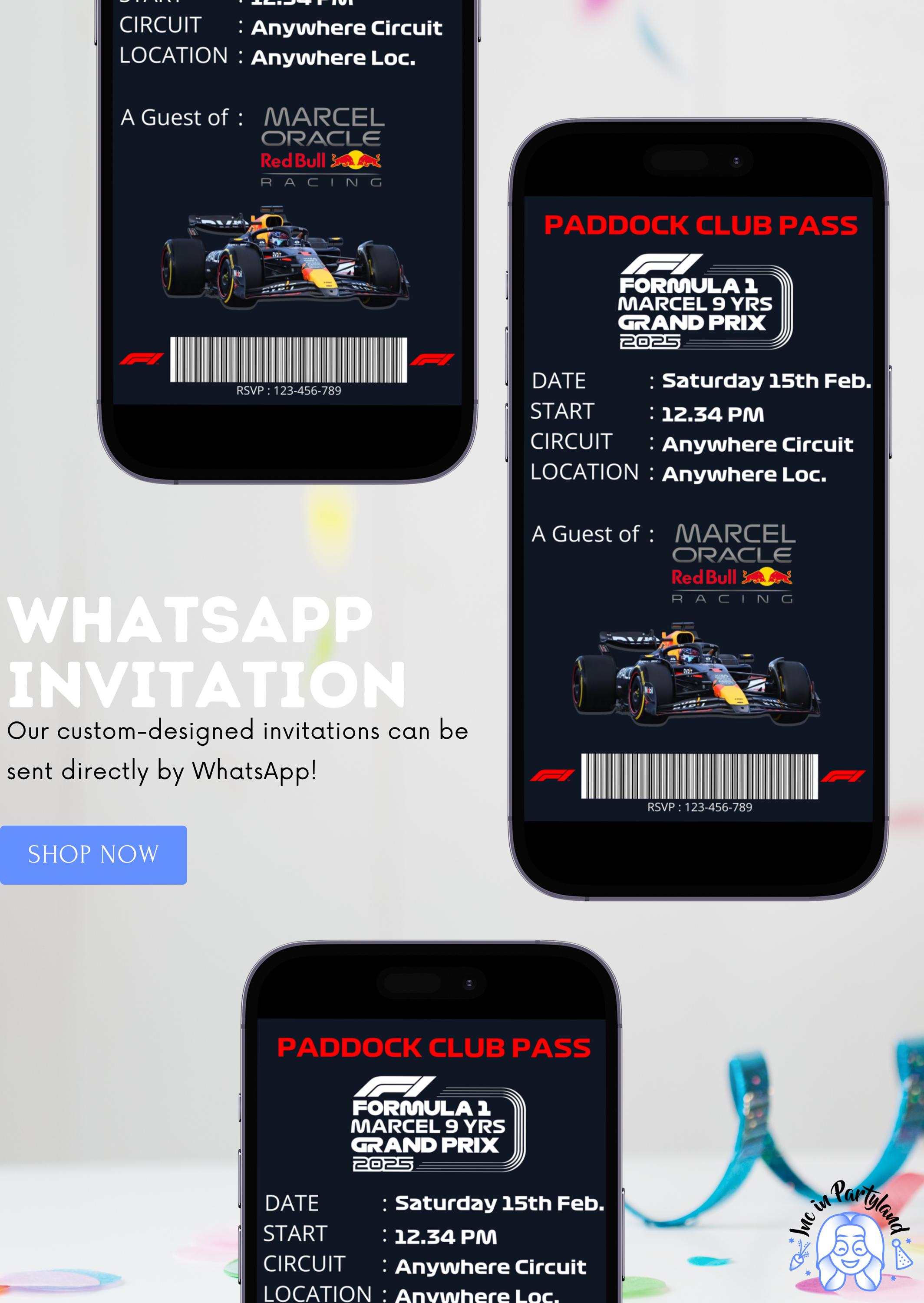 Digital Red Bull Formula 1 Invitation | Personalized Red Bull Racing ...