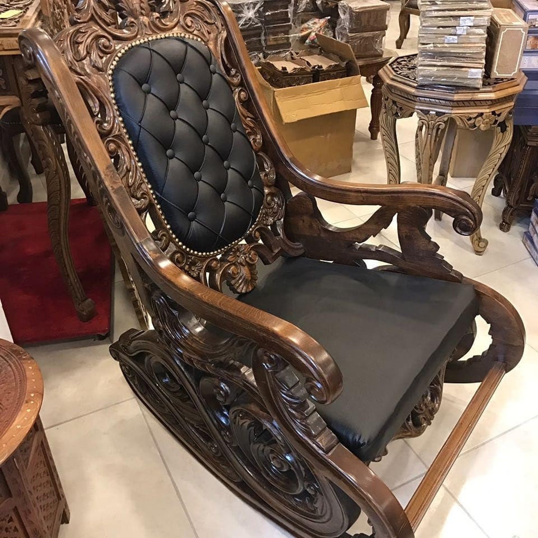 Rocking Chair. Handmade Wood Carving. Present for DAD or Mom.with Gifts ...