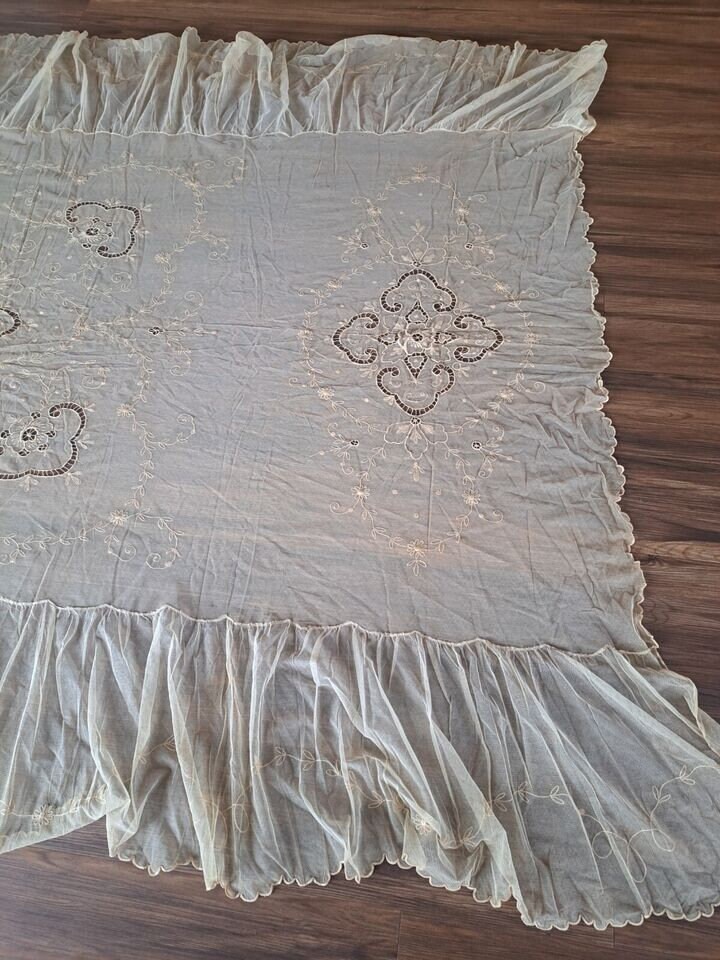 Antique French Tambour Net Lace Bedspread Coverlet 104" X 80” - Etsy
