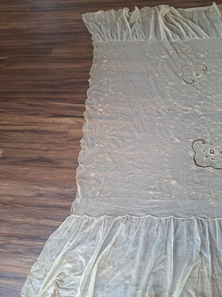 Antique French Tambour Net Lace Bedspread Coverlet 104" X 80” - Etsy