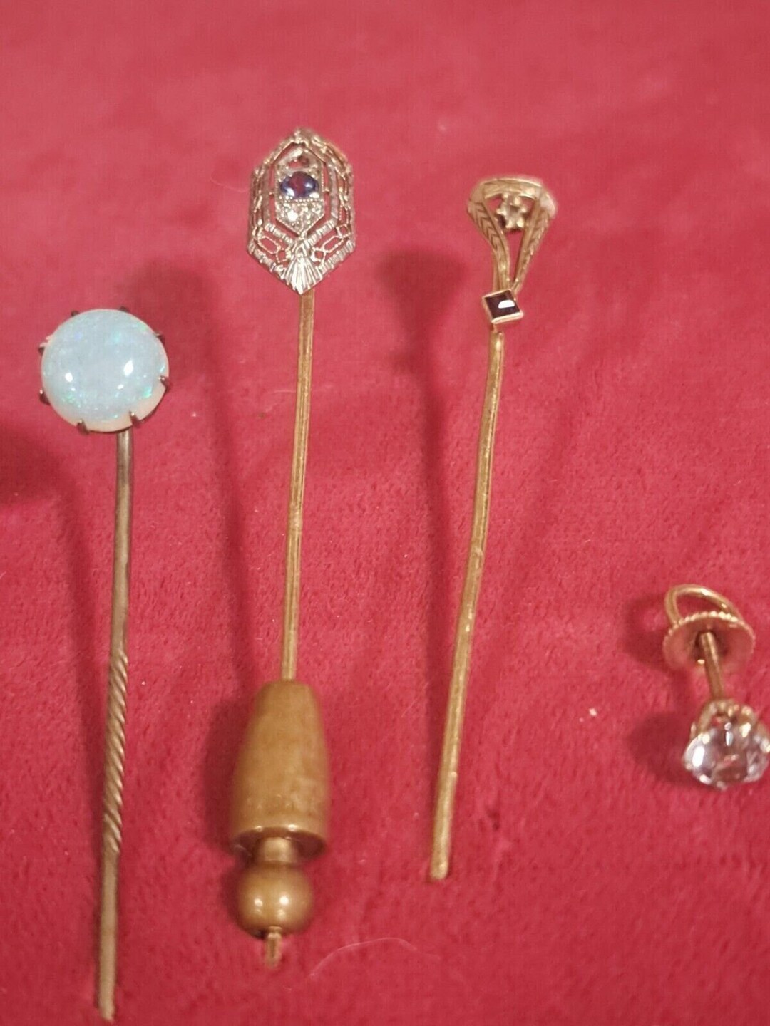 Lot Antique /vintage 14k Gold Stick Pin Diamond-sapphire-opal topaz ...
