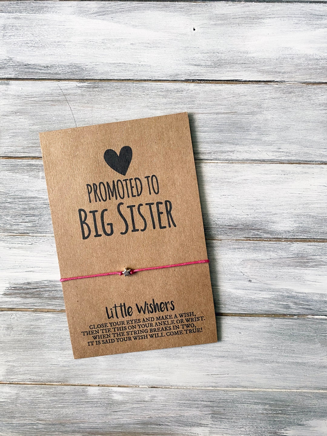 Promoted to Big Sister - Wish Bracelet - Big Sister Gift - Sister to Be ...