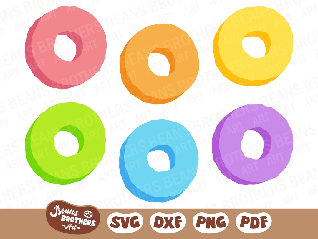 Froot Loops SVG, Layered Rainbow Cereal Pieces, Fruit Ring Breakfast ...