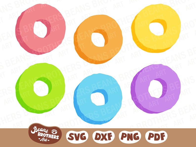 Froot Loops SVG, Layered Rainbow Cereal Pieces, Fruit Ring Breakfast ...
