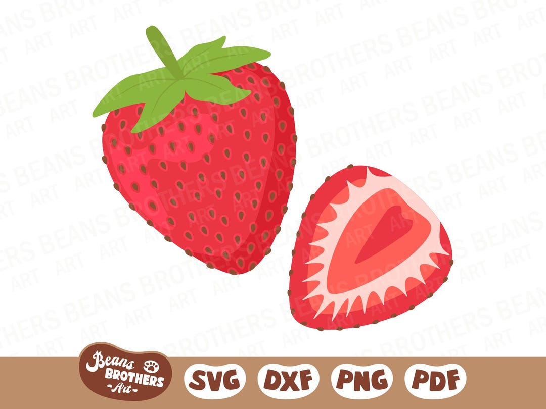 Layered Strawberry SVG, Fruit With Leaves and Seeds PNG DXF Cricut Cut ...