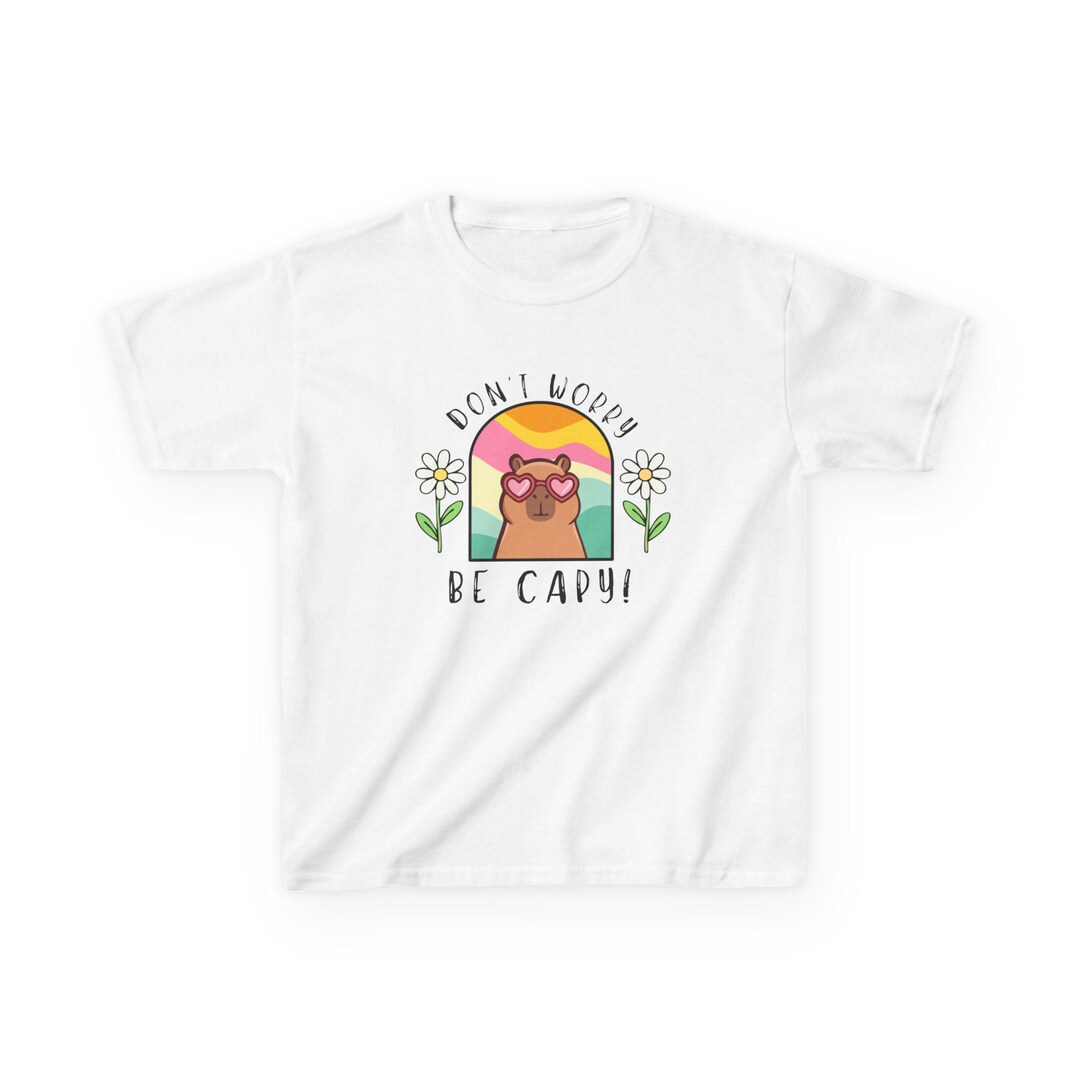 Be Capy! Capybara With Sunglasses Kids Tee | Cute Animal Rainbow Design ...