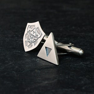 Legend of Zelda Cufflinks Hylian Shield Triforce Cufflinks 925 Sterling ...