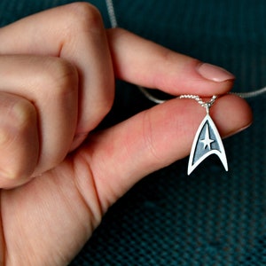 Command Necklace Jewelry 925 Sterling Silver Geek Men Space Trekkie ...