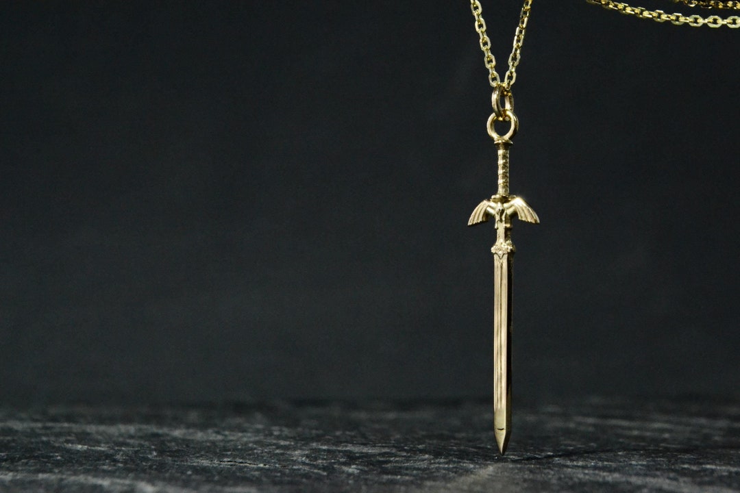 Legend of Zelda Necklace 14K Solid Gold Master Sword Zelda Jewelry ...