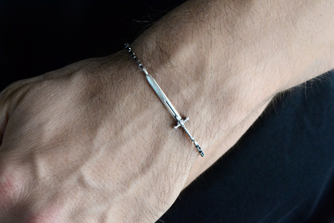 Sword Dagger Bracelet 925 Sterling Silver Gothic Vampire Medieval Sword ...