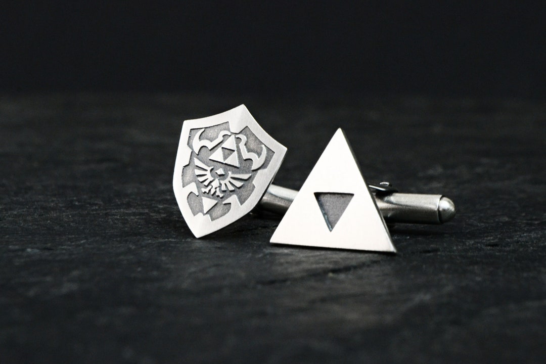 Legend of Zelda Cufflinks Hylian Shield Triforce Cufflinks 925 Sterling ...