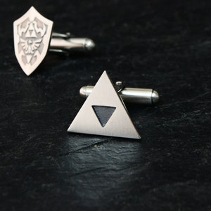 Legend of Zelda Cufflinks Hylian Shield Triforce Cufflinks 925 Sterling ...