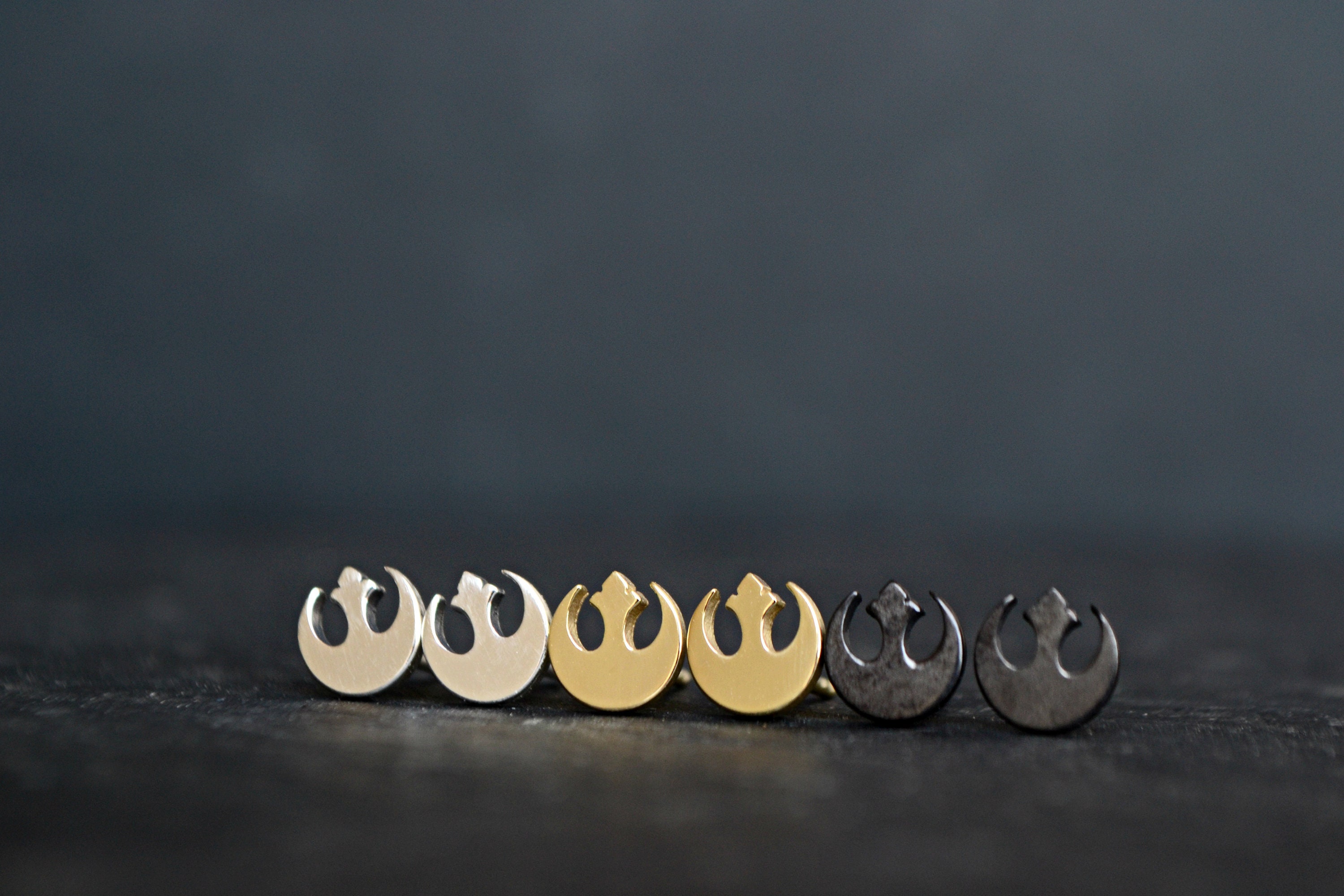 Star Wars Earrings 14K Gold Plated 925 Sterling Silver Black | Etsy