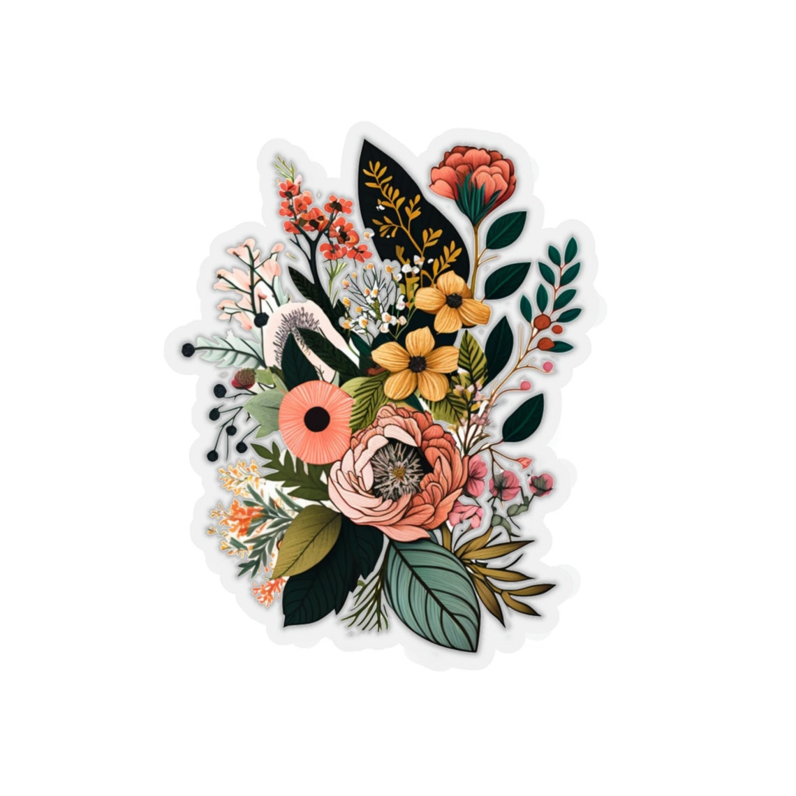 Whimsical Floral Sticker - Etsy