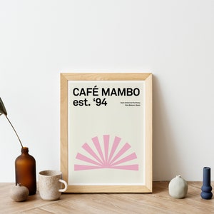 Cafe Mambo Ibiza Club Poster, Retro Minimalist Sunset Illustration ...