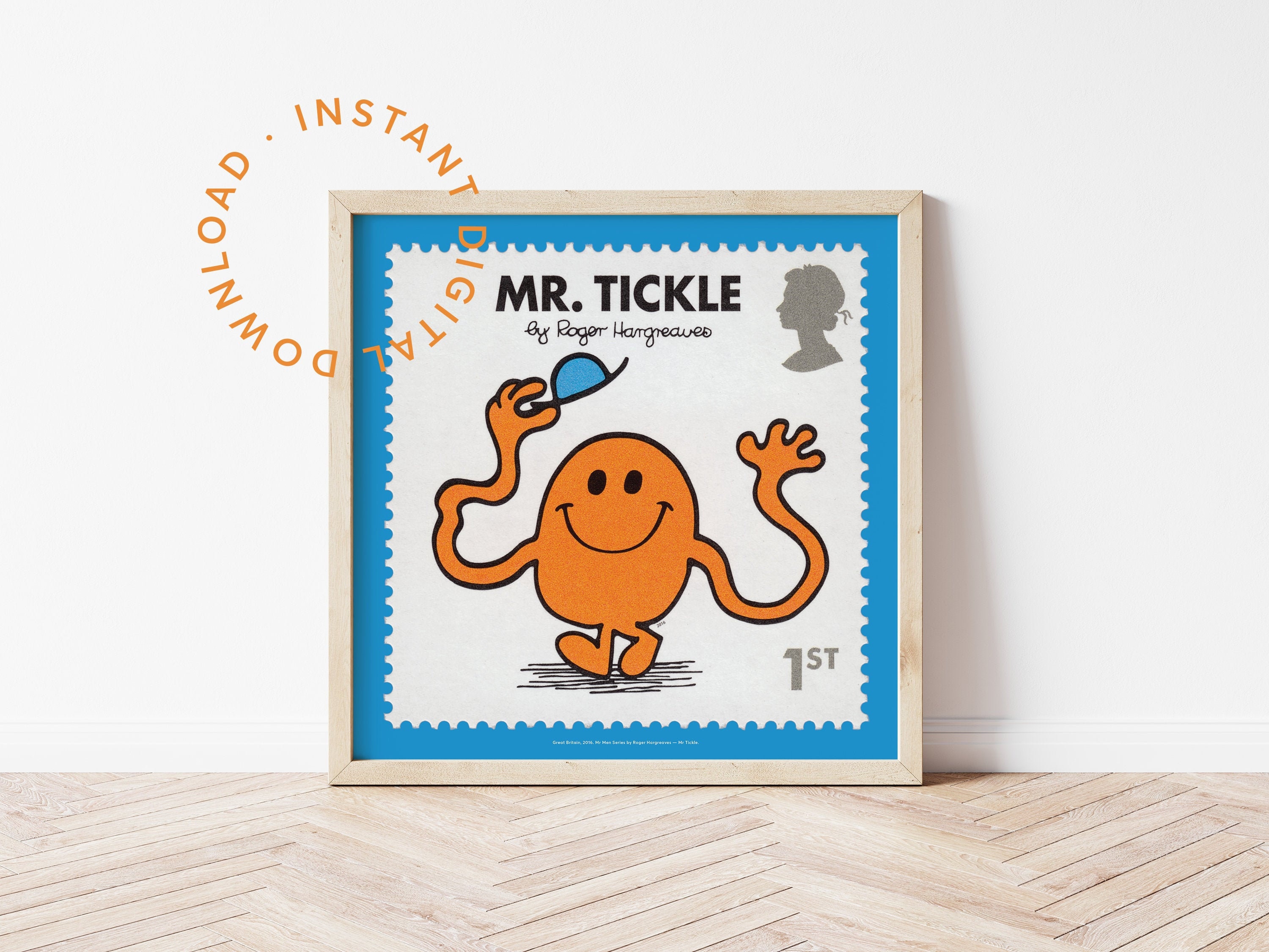 Printable Mr Men Poster, Mr Tickle Print, Blue Boys Nursery Print ...