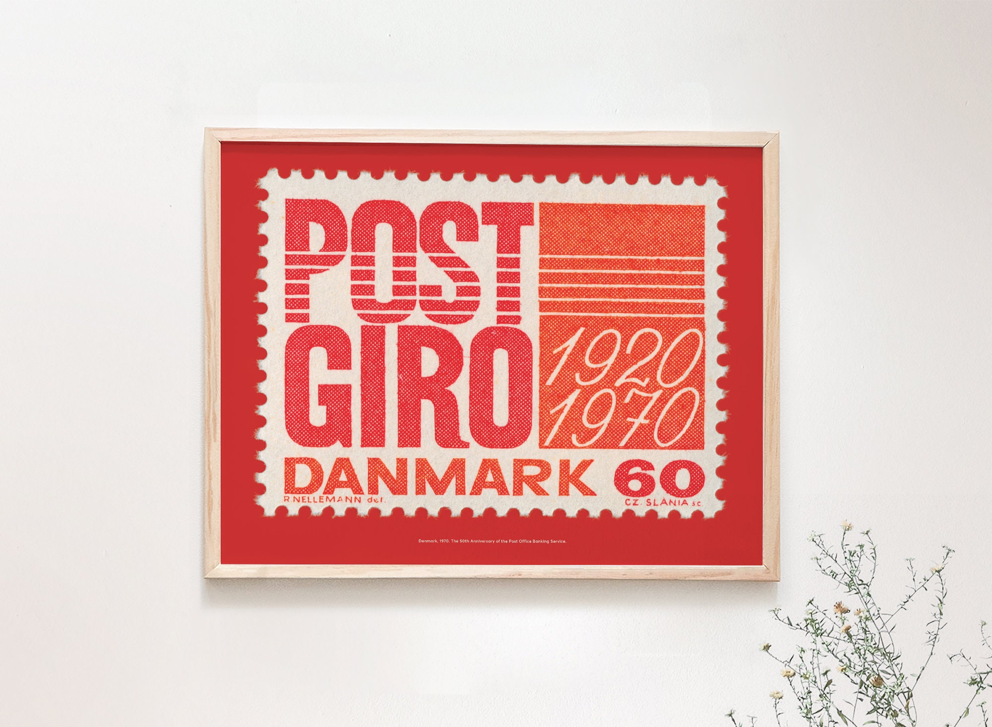 Printable Danish Vintage Postage Stamp Poster, Typography Wall Art ...