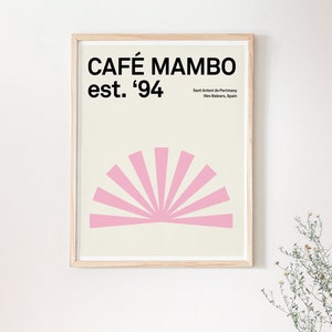 Cafe Mambo Ibiza Club Poster, Retro Minimalist Sunset Illustration ...