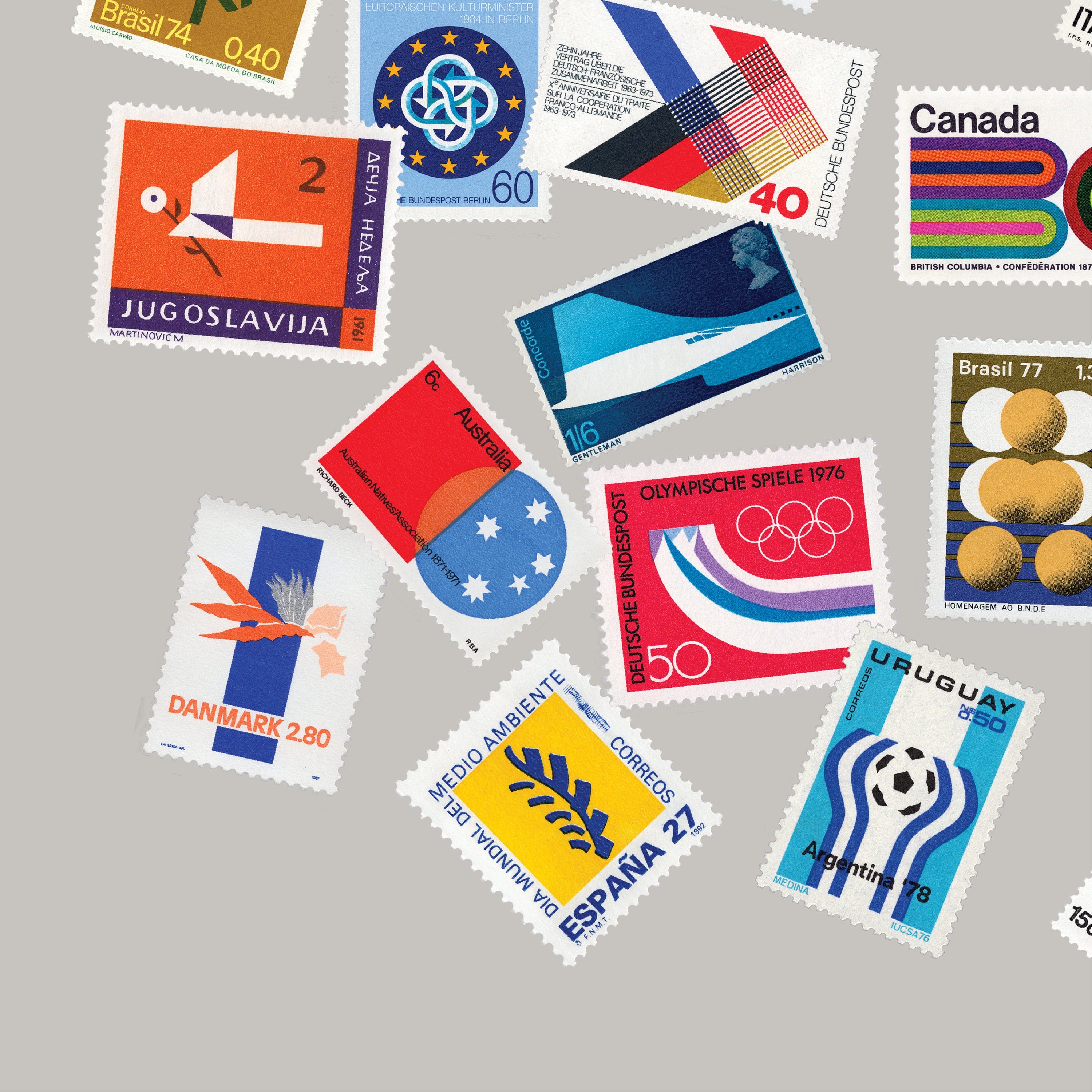 Mid Century Modern Stamp Collection Art Print Bauhaus - Etsy